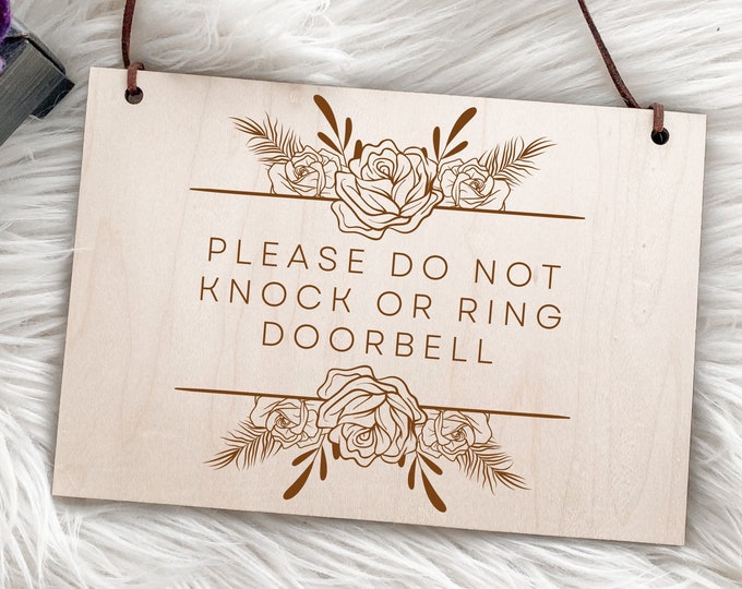 Engraved Please Do Not Knock or Ring the Doorbell, Don't Ring the Bell Sign, No Soliciting Sign ...