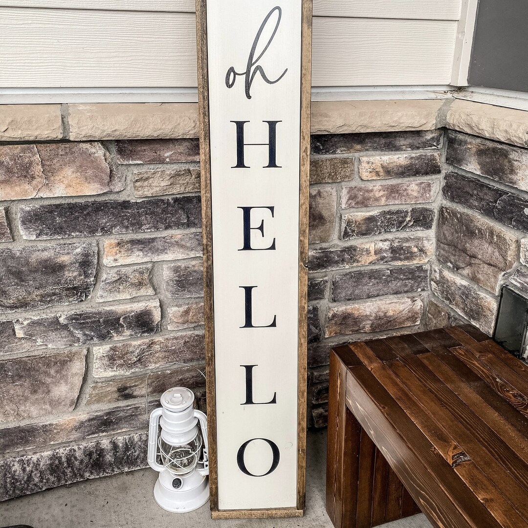 Oh Hello Front Door Sign Front Porch Sign Hello Porch Sign - Etsy
