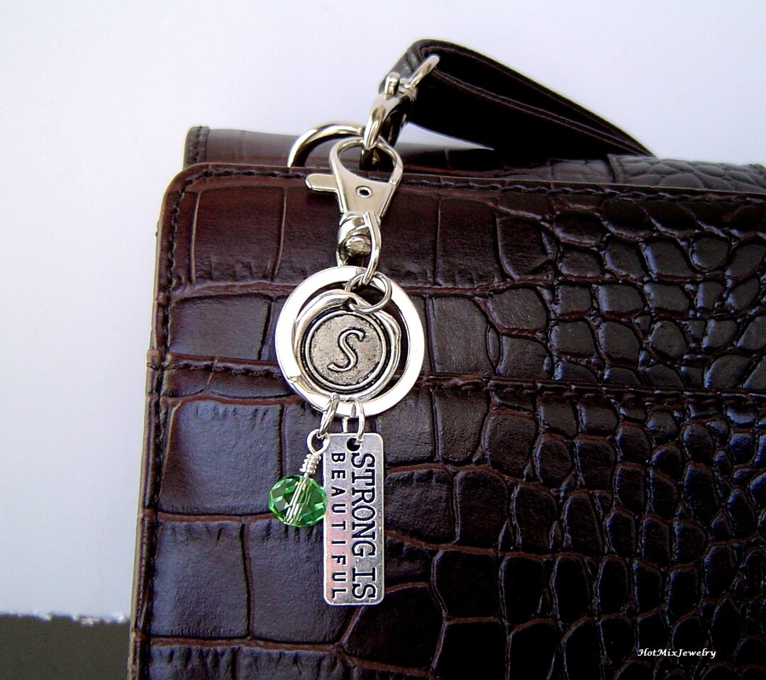Strong is Beautiful Tag Key Chain, Personalized Antique Silver Wax Seal ...