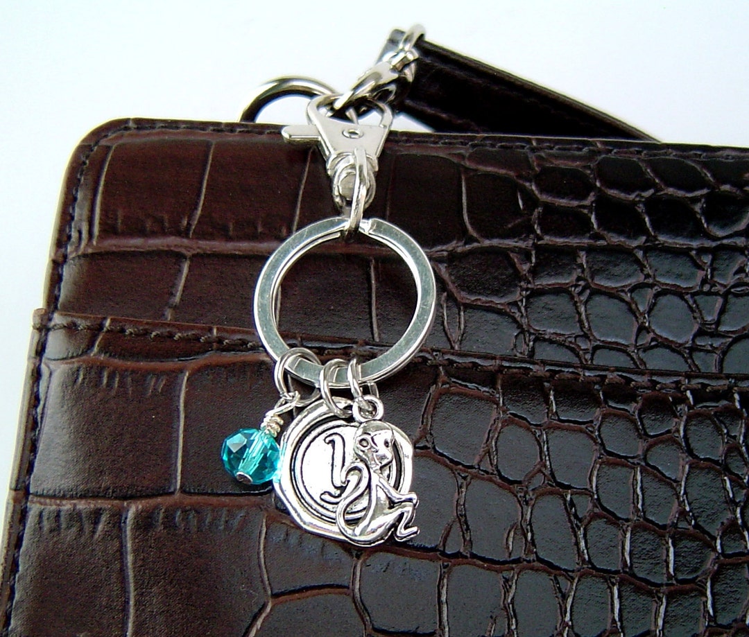 3D Monkey Charm Keyring, Personalized Antique Silver Wax Seal Initial ...