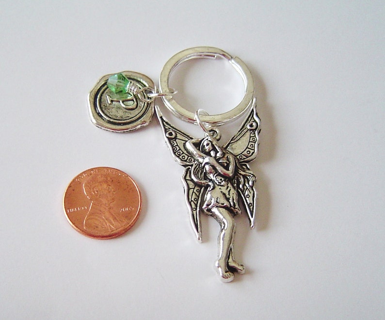 Personalized Angel Keychain with Initial and Birthstone Girl | Etsy