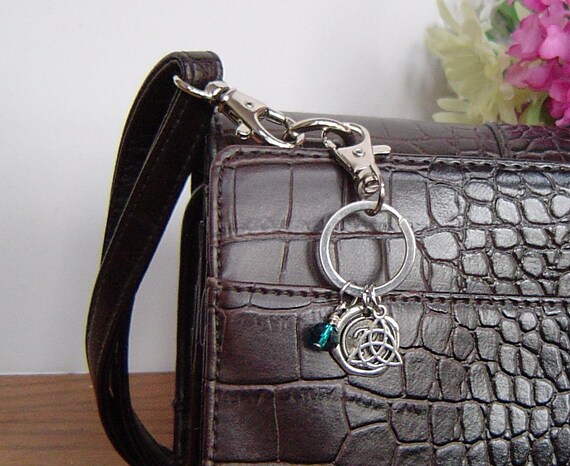 Celtic Knot Charm Keyring Personalized Antique Silver Wax | Etsy