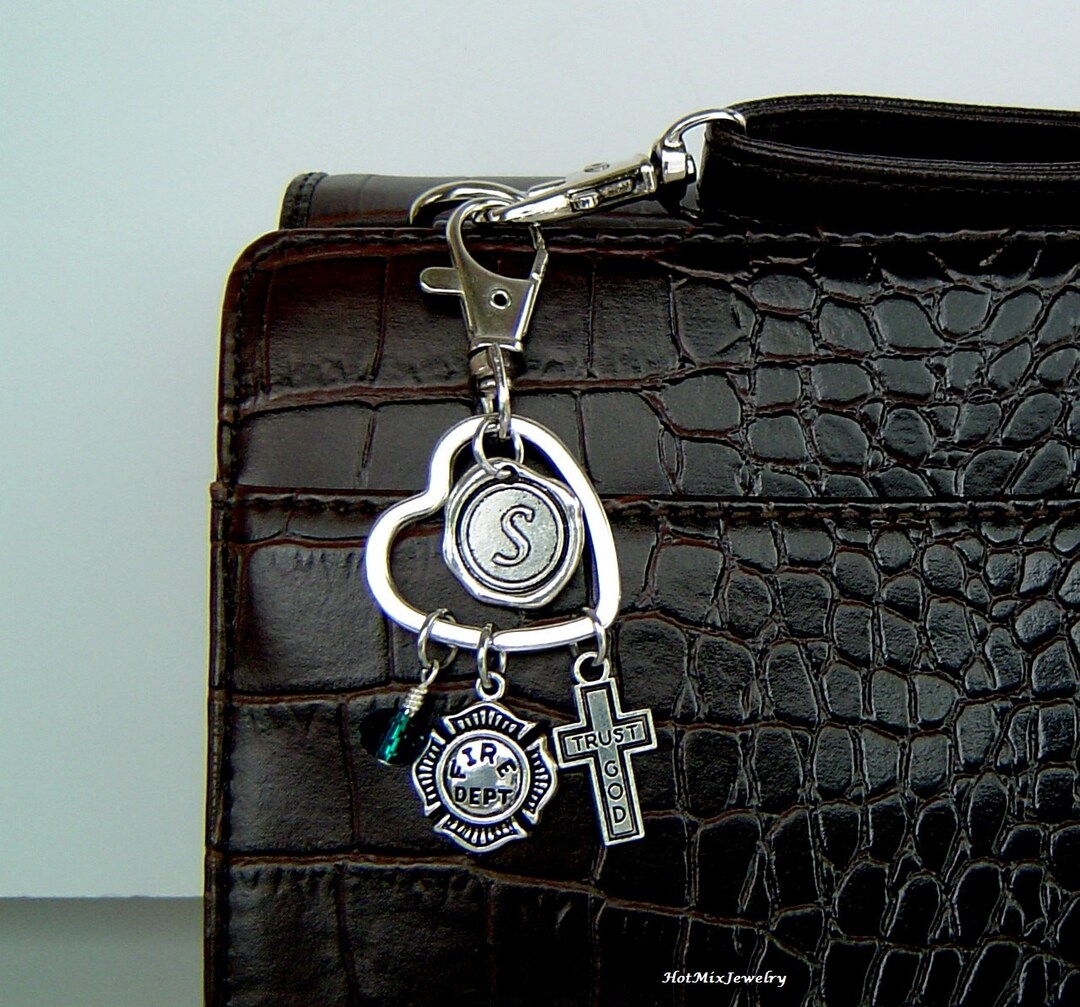 Fireman Heart Keyring, Personalized Antique Silver Wax Seal Initial Key ...