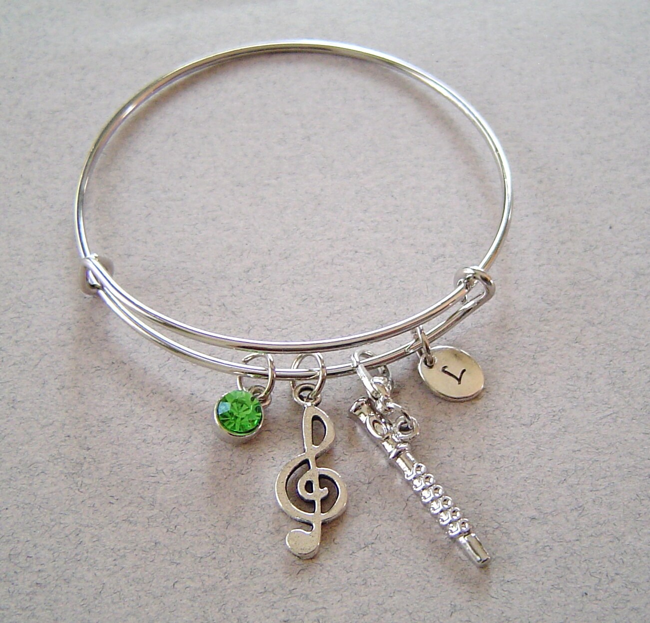 Flute Musical Note Personalized Expandable Bangle Bracelet | Etsy