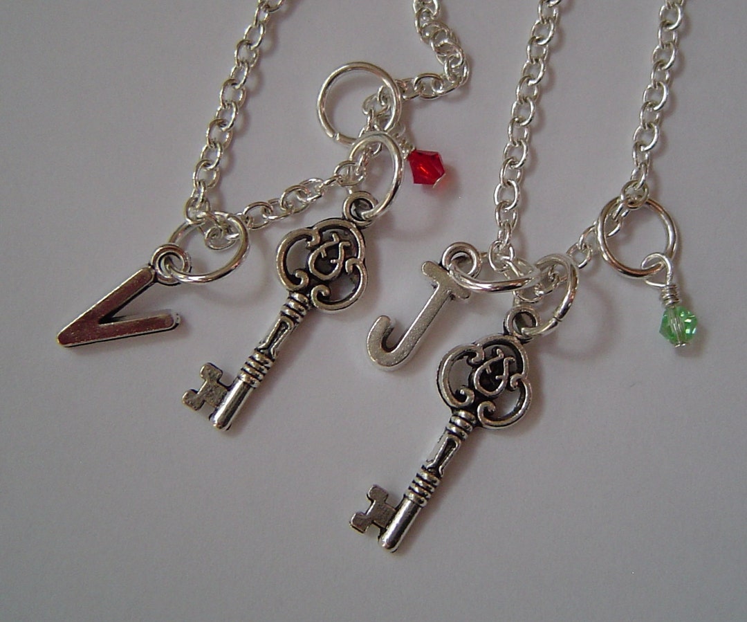 Two Keys Best Friends Necklace, Best Friend Personalized Antique Silver ...