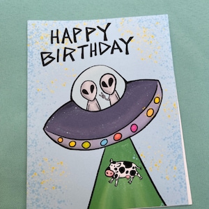Alien Happy Birthday Card - Etsy