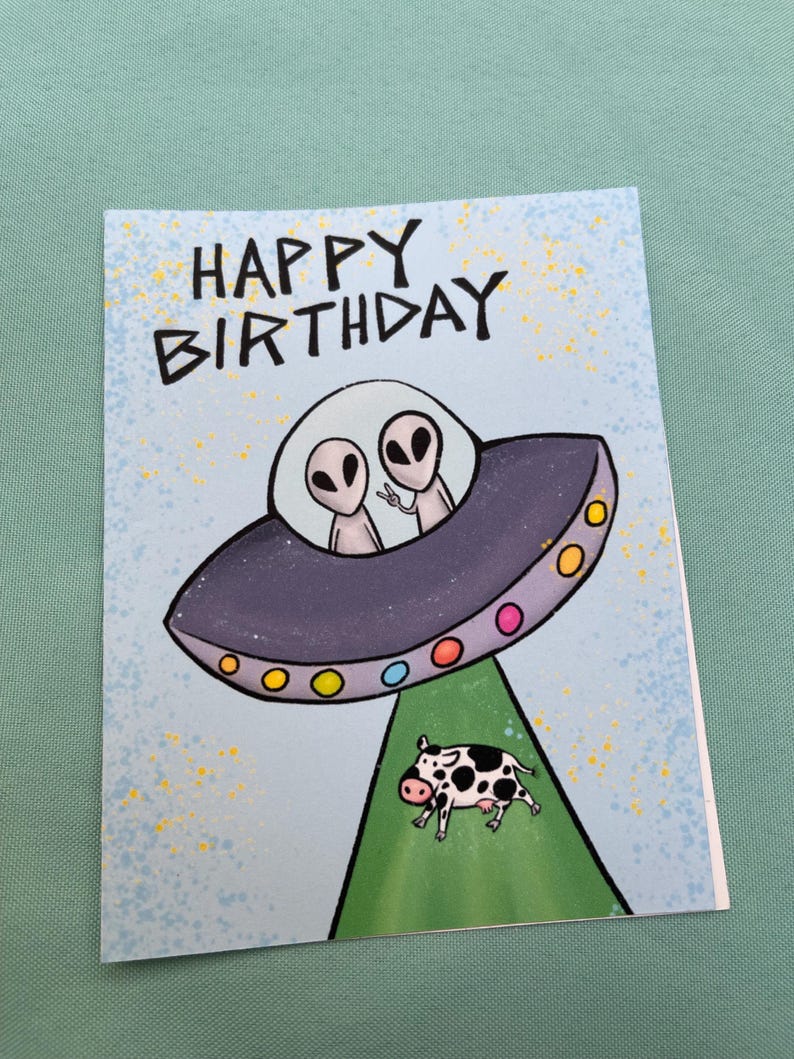 Alien Happy Birthday Card - Etsy