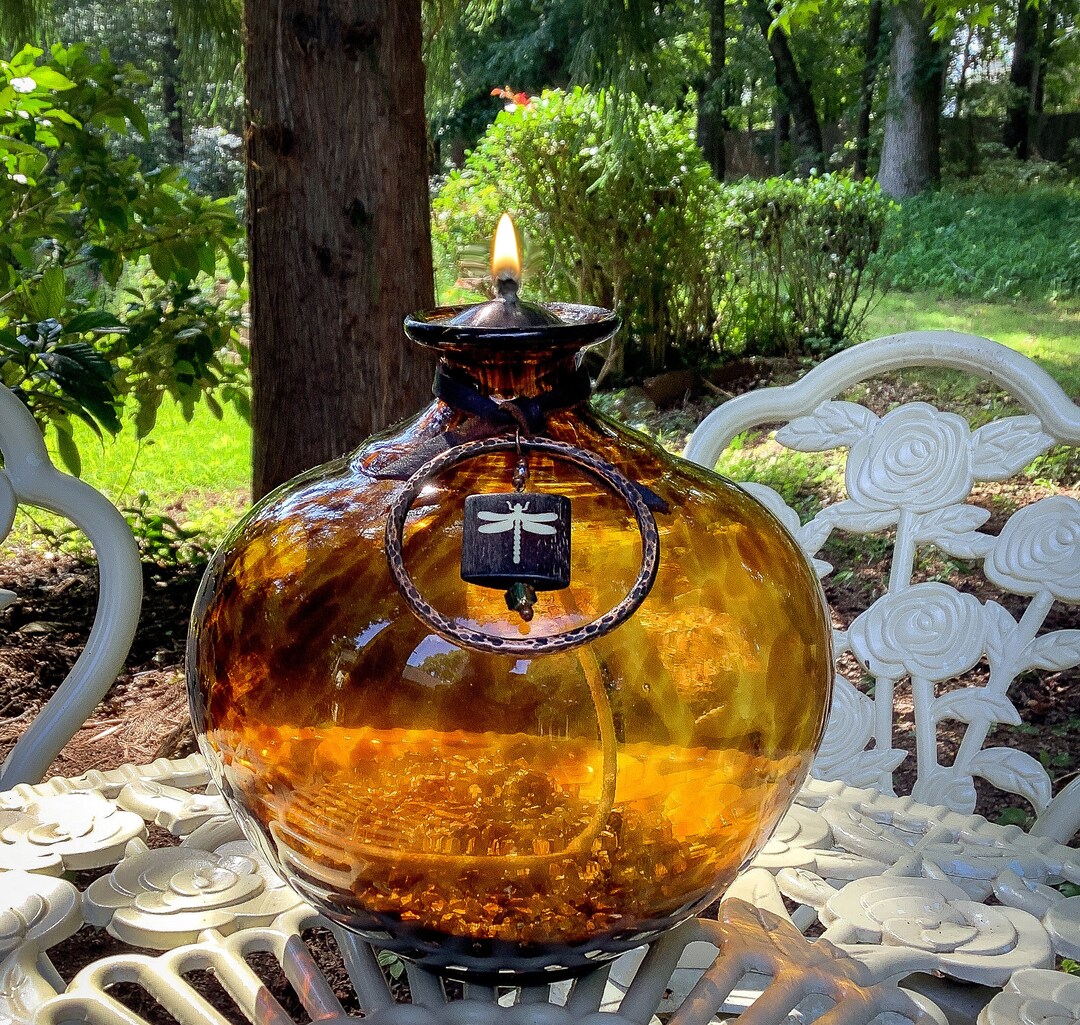 Oil Lamp: Tortoise Shell Oil Lamp With Dragonfly - Etsy