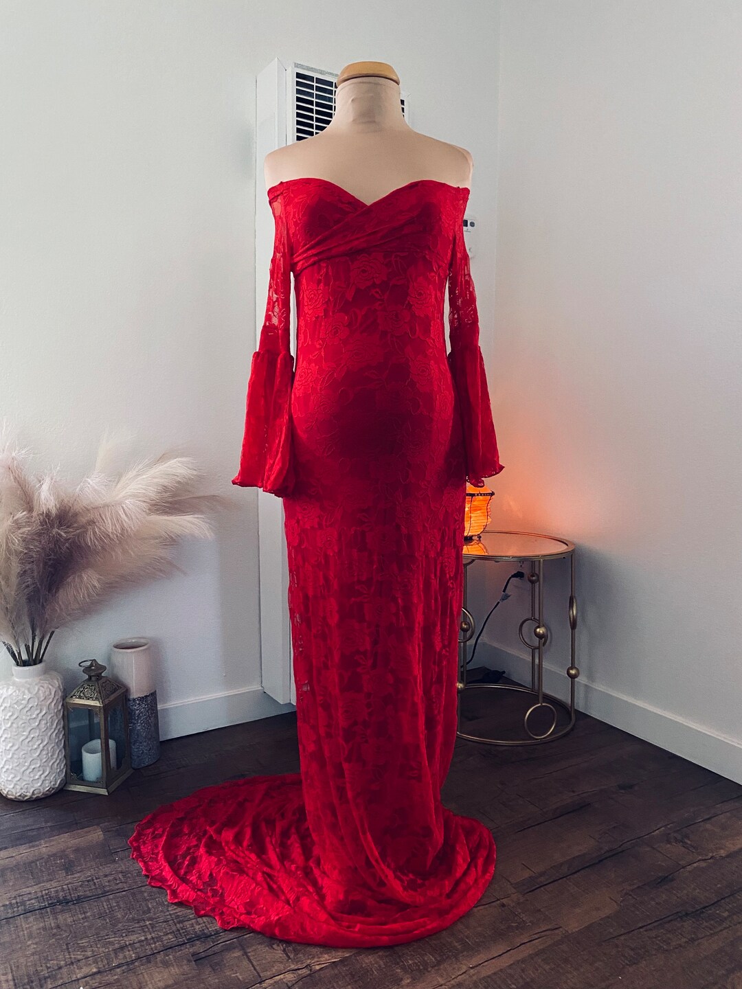Red Lace Fitted Dress/ready to Ship/maternity Dress/red - Etsy
