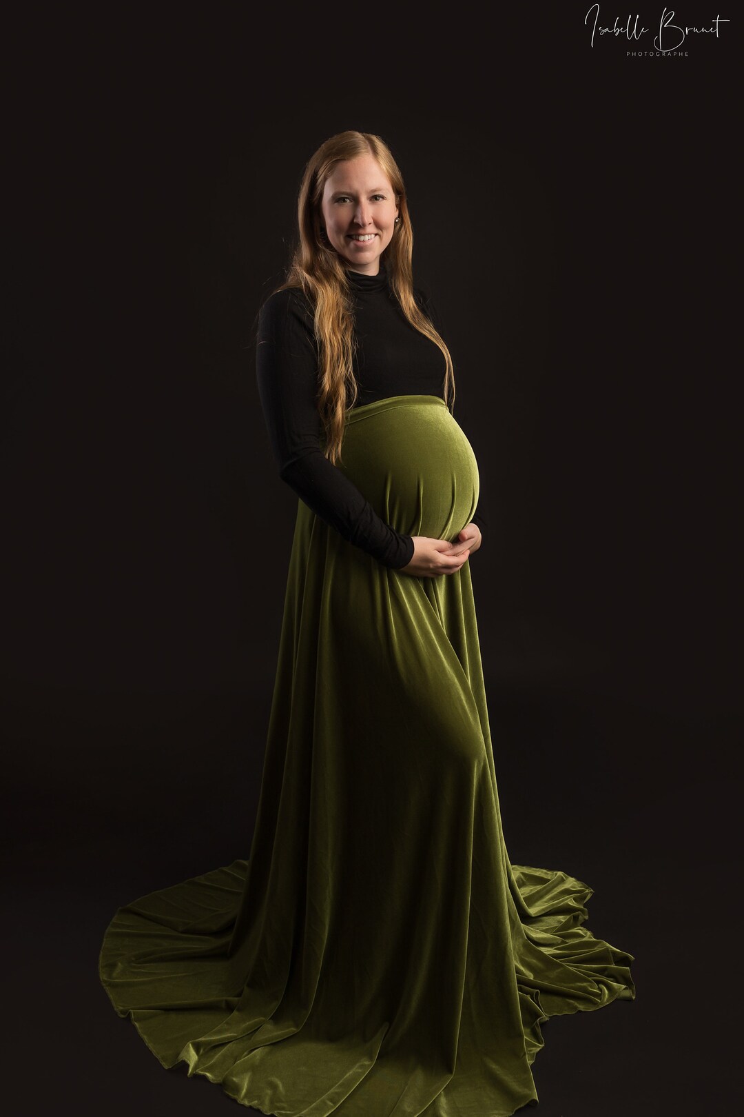 Light Olive/velvet Skirt/maternity Skirt/maternity Photo Shoot Dress ...