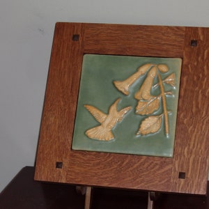 Framed Arts and Crafts Tile-mission Style Frame-hummingbird Tile-home ...
