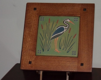 Framed Arts and Crafts Tile-mission Style Frame-dragonfly-home Sweet ...