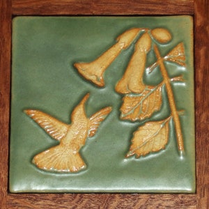 Framed Arts and Crafts Tile-mission Style Frame-hummingbird Tile-home ...