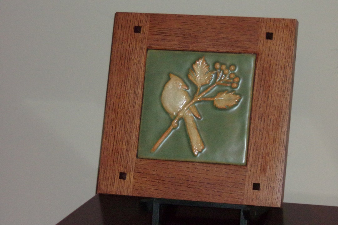 Framed Arts and Crafts Tile-mission Style Frame-cardinal Tile-home ...