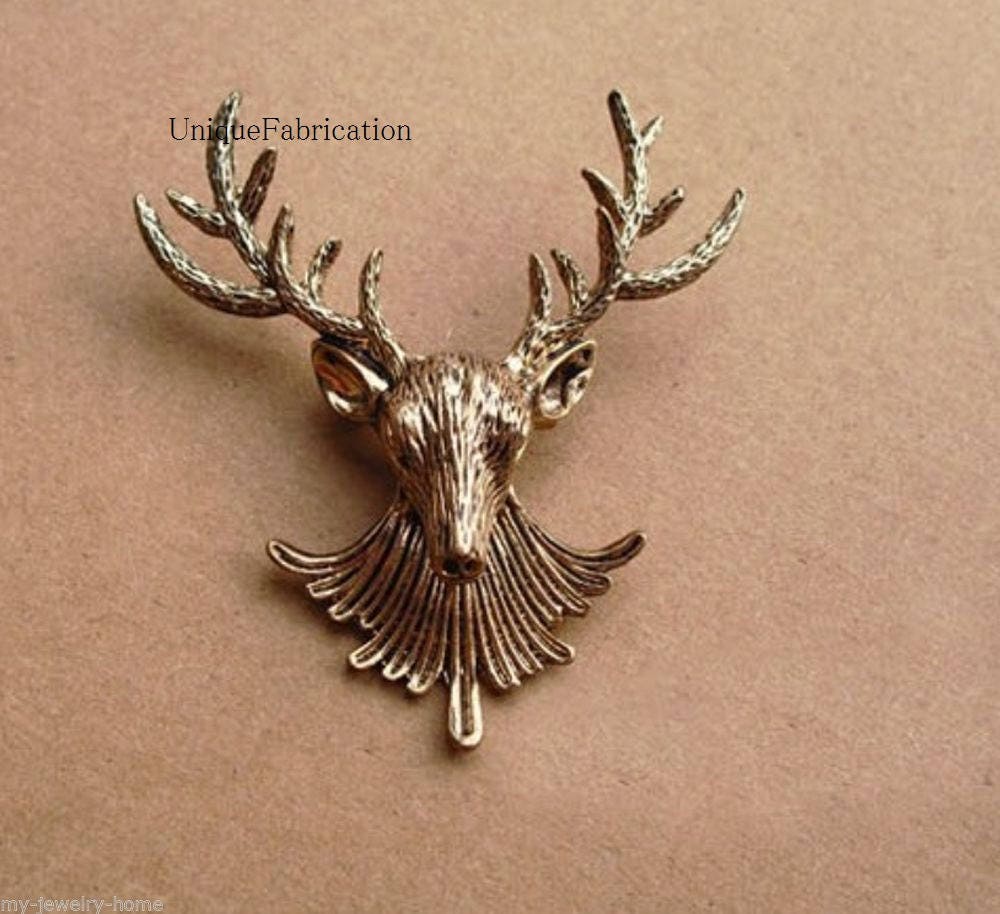 Bronze Colored Stag Deer Lapel Pin Brooch everyday / Weddings - Etsy