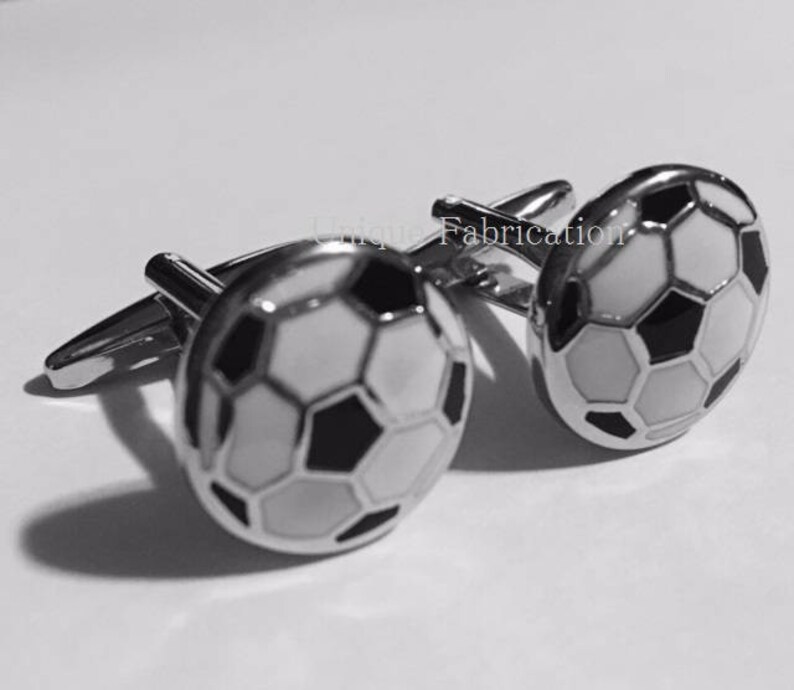Men's Cuff Links - Soccer Ball White, Black, Silver Colored Weddings ...