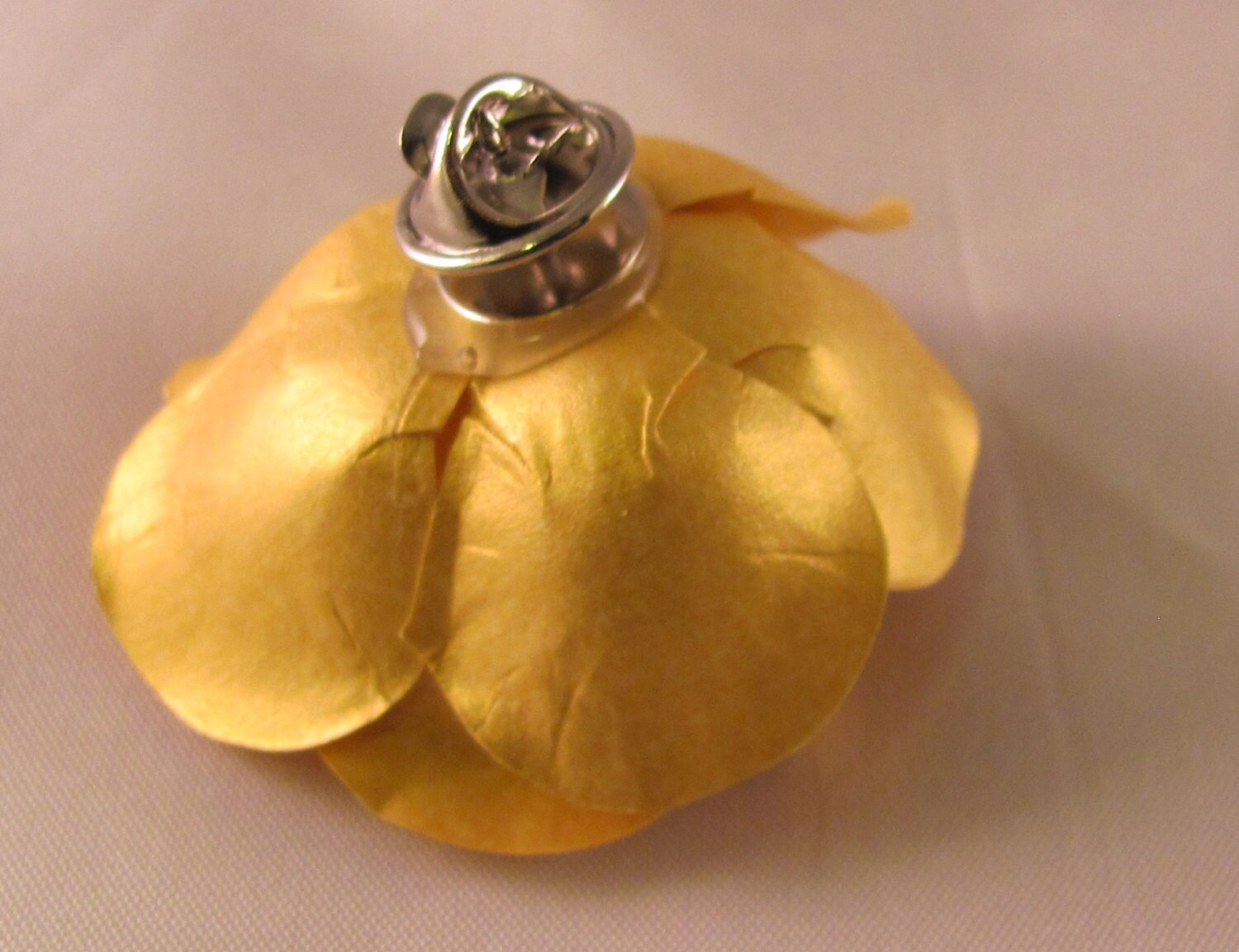 Paper Rose Flower Lapel Pin - Metallic Gold - Everyday / Weddings ...
