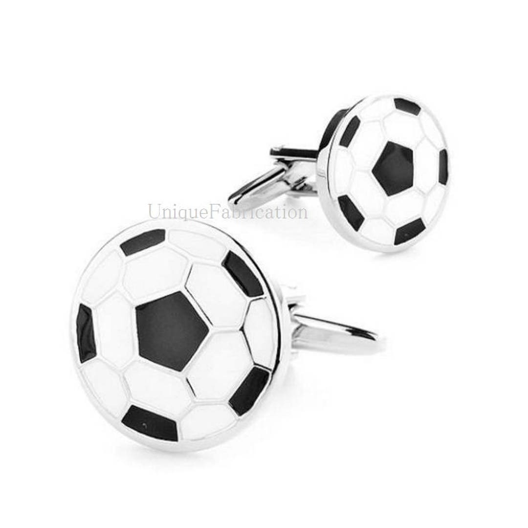 Men's Cuff Links - Soccer Ball White, Black, Silver Colored Weddings ...