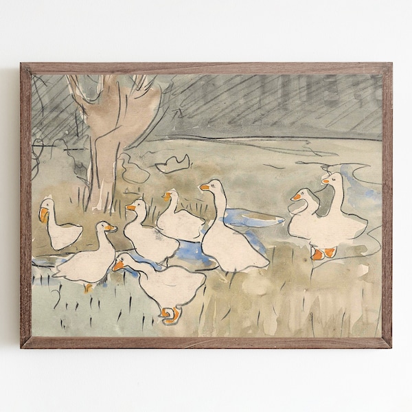 Vintage Geese Nursery Print - Etsy