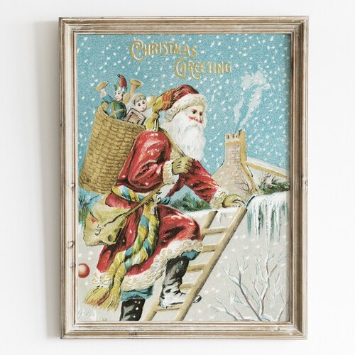 Vintage Santa Print Set Vintage Art Antique Christmas Art - Etsy