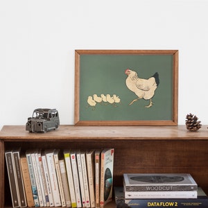 Vintage Chicken Print, Farmhouse Wall Art, Country Farm Painting, Hen ...