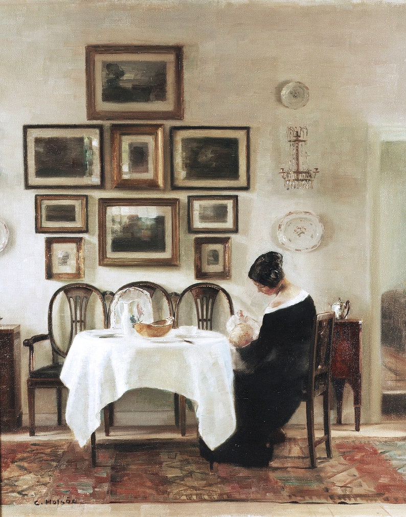 Vintage Mother and Child Oil Painting by Carl Holsøe (digital Download ...