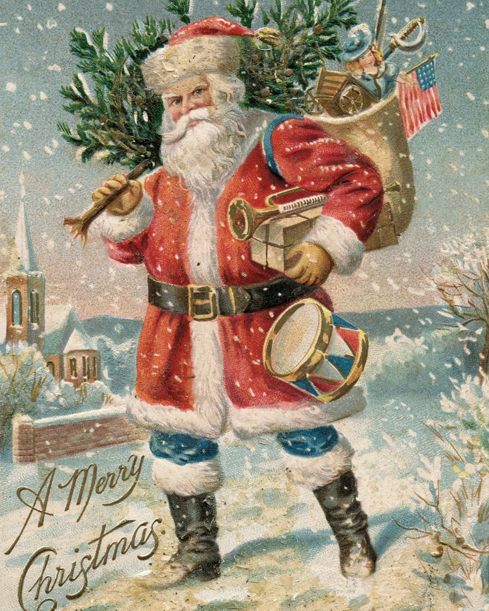 Vintage Santa Print Set Vintage Art Antique Christmas Art - Etsy