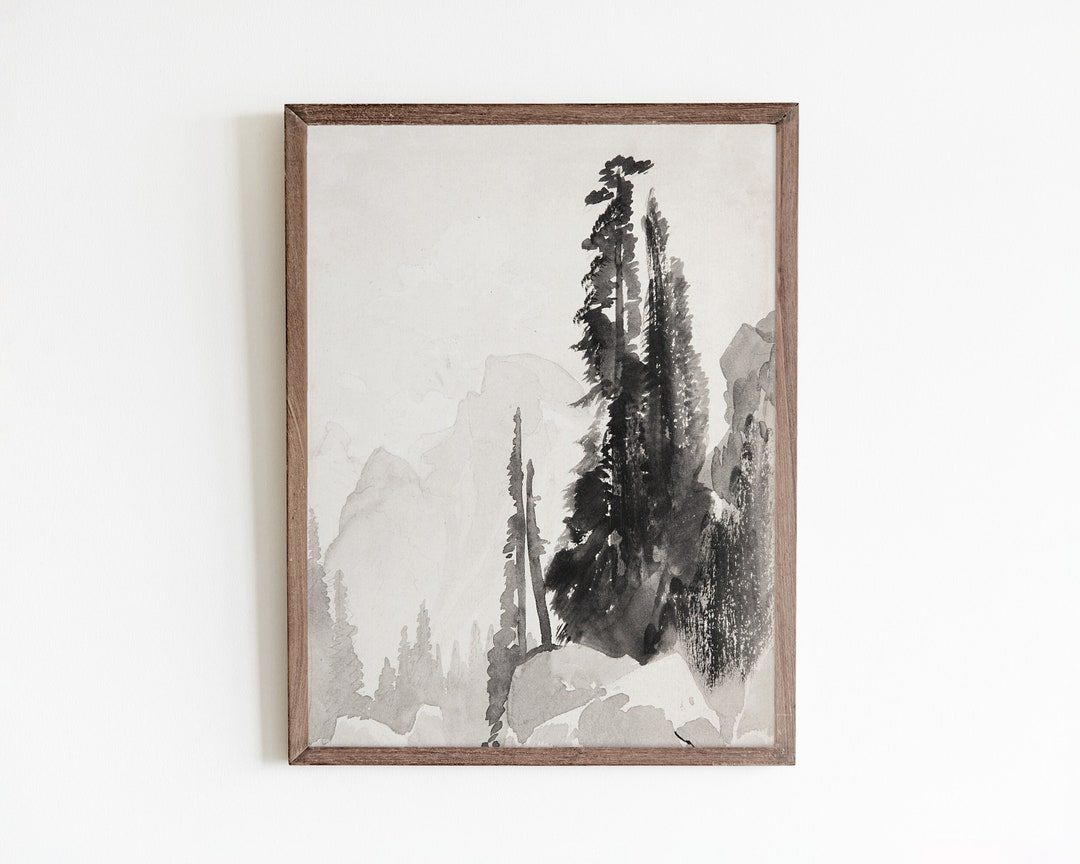 Tree Painting, Vintage Tree Art, Nature Painting, Antique Art, Vintage ...