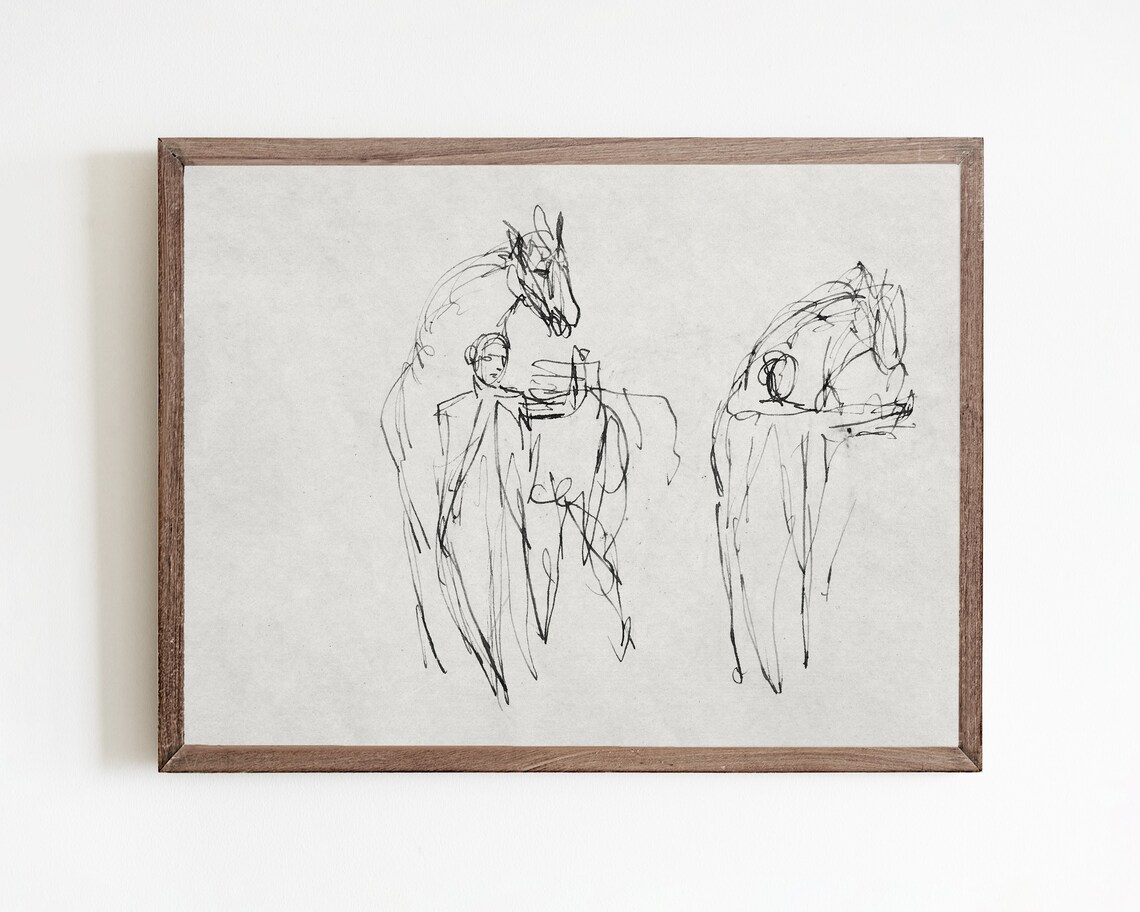 Abstract Horse Line Art Drawing Vintage Horse Painting - Etsy