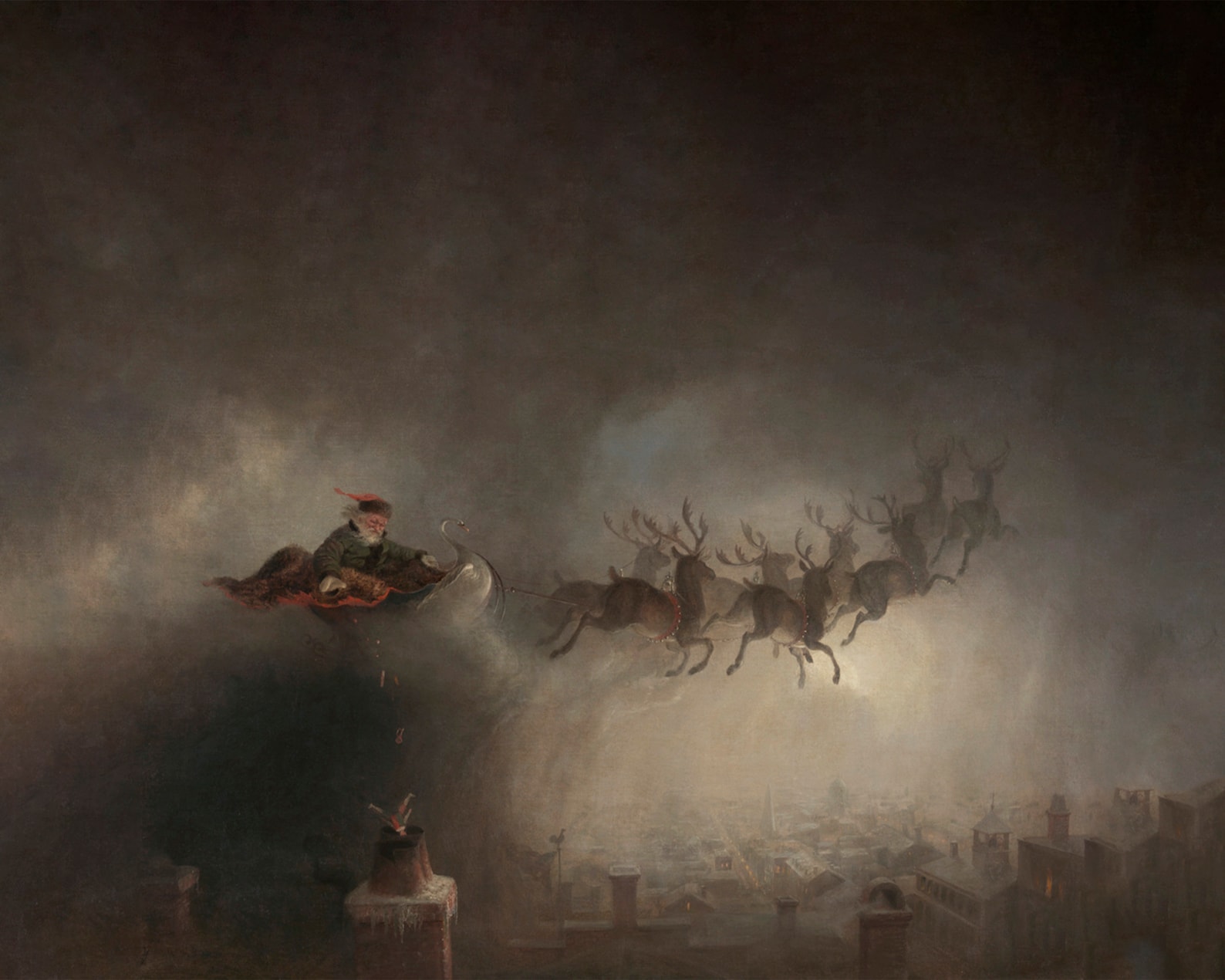 Moody Christmas Vintage Painting Vintage Santa Claus Art - Etsy