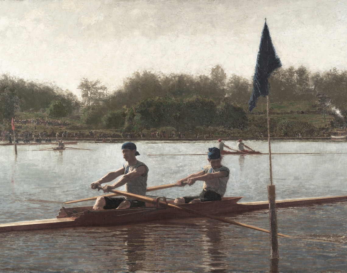 Vintage Rowing Art Print Landscape Lake Scene Painting - Etsy