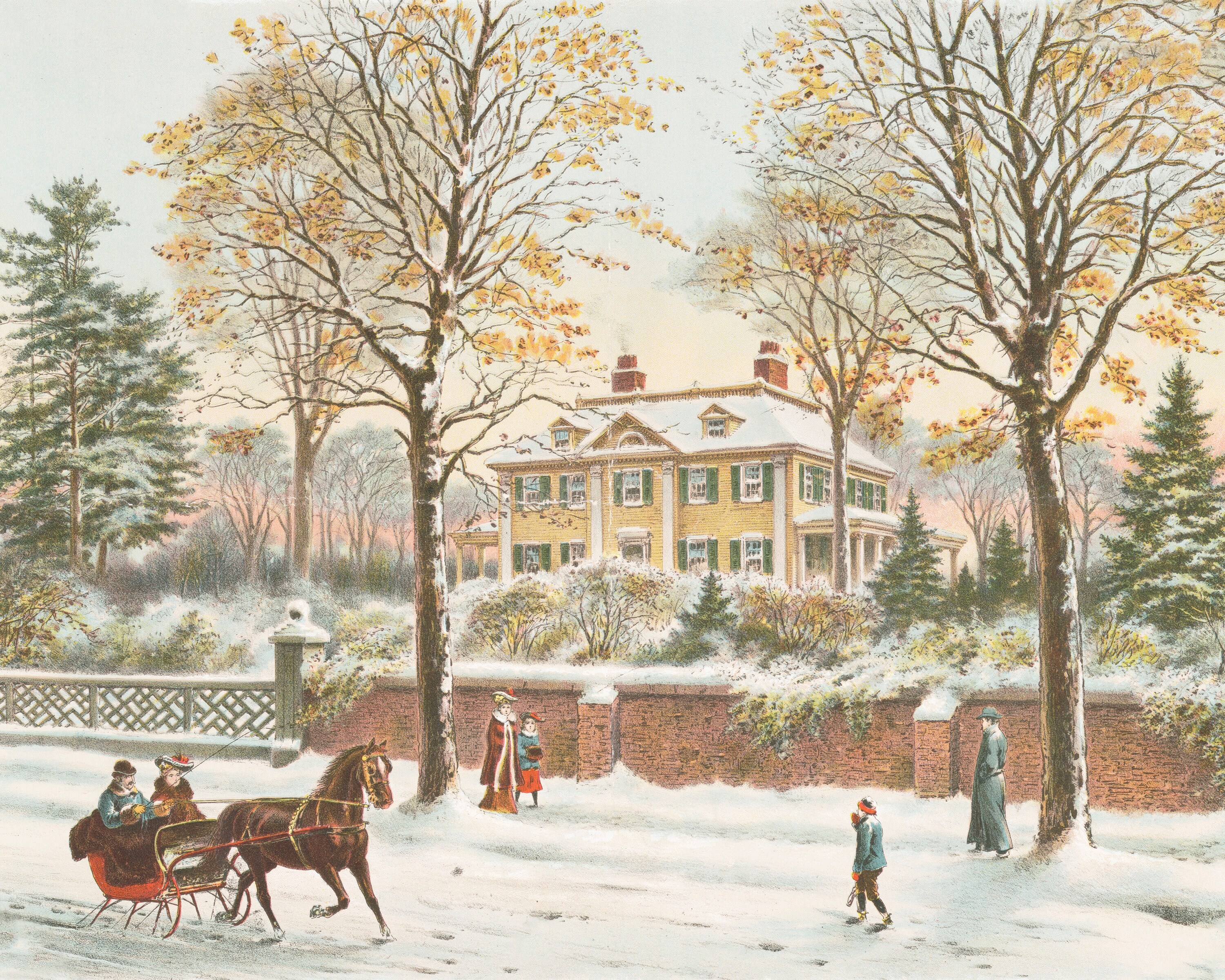 Vintage Christmas Village Print: 1850s Winter Landscape (digital ...