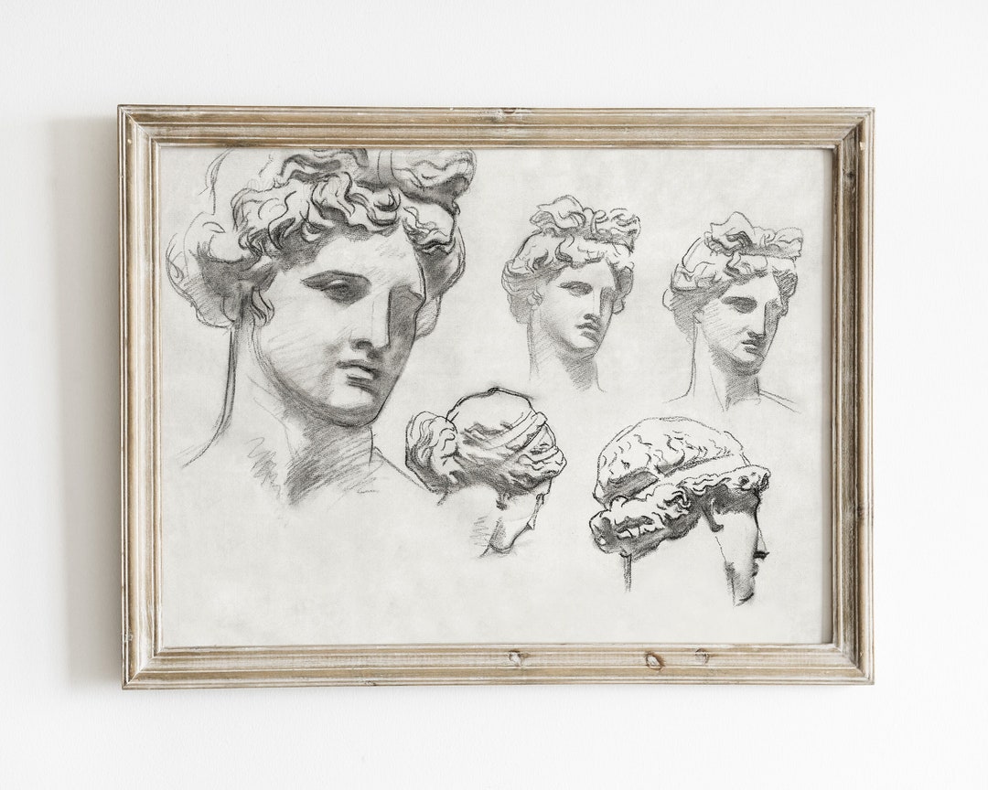 Figure Art, Greek Bust Vintage Sketch, Sketch Art, Vintage Art, Vintage ...