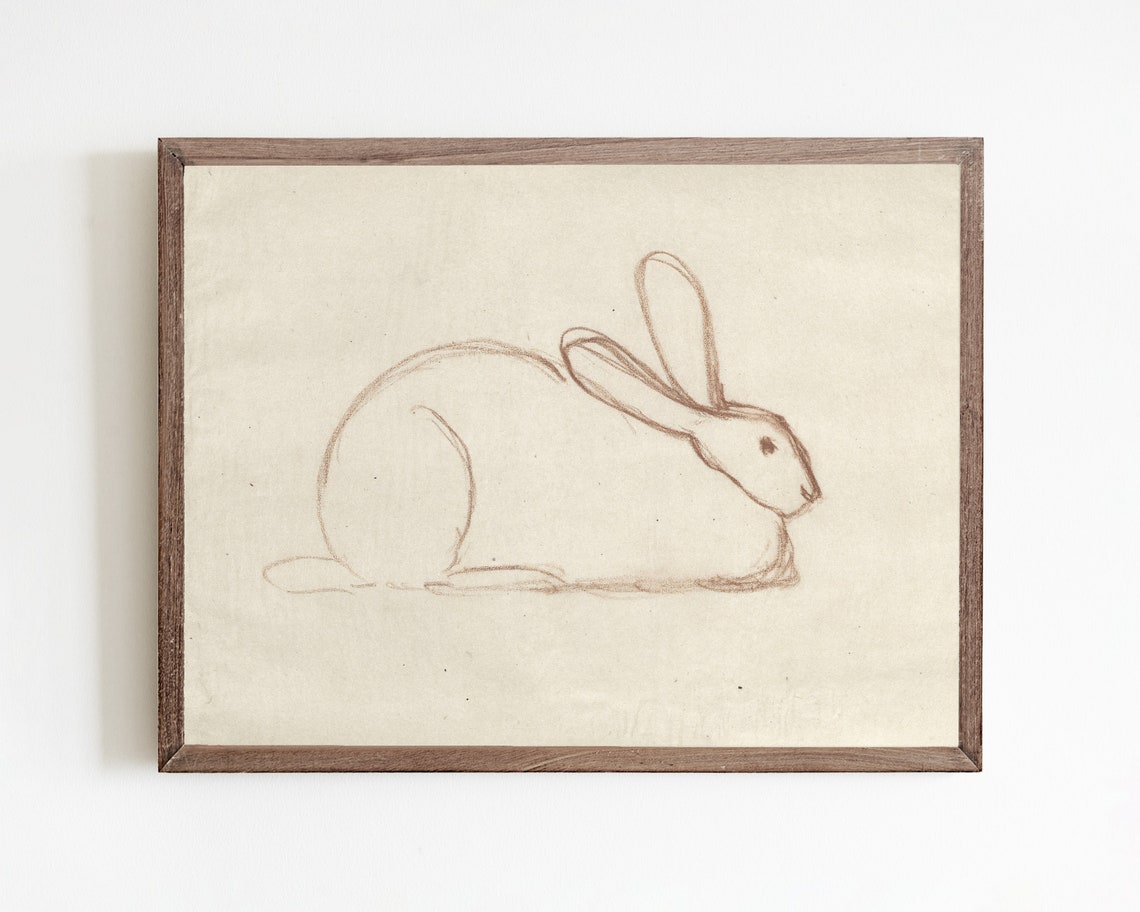 Vintage Rabbit Drawing Abstract Sketch Art Abstract One Line - Etsy