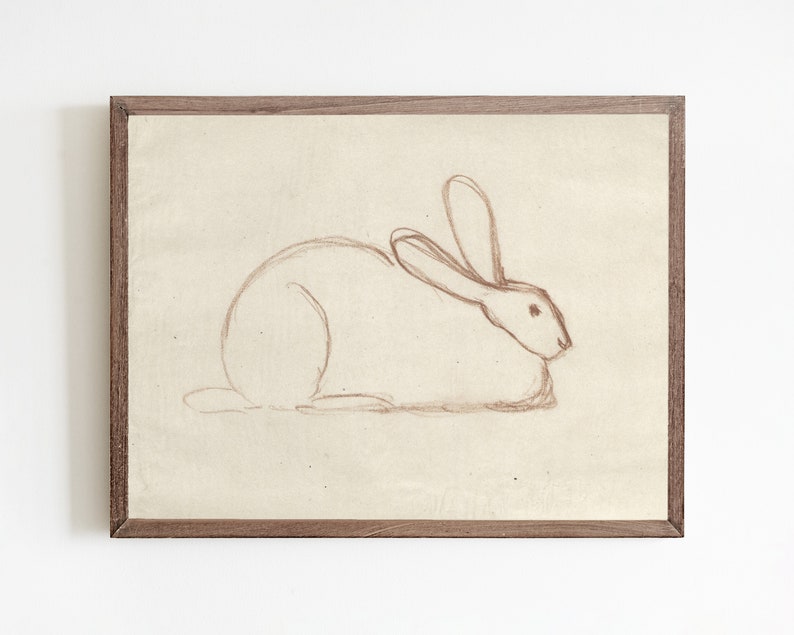 Vintage Rabbit Drawing Abstract Sketch Art Abstract One Line - Etsy