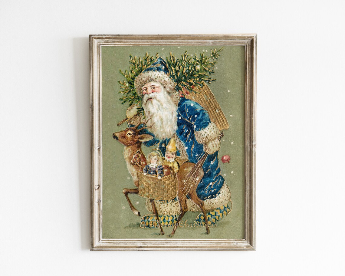 Vintage Santa Art Print Antique Holiday Wall Art Christmas - Etsy