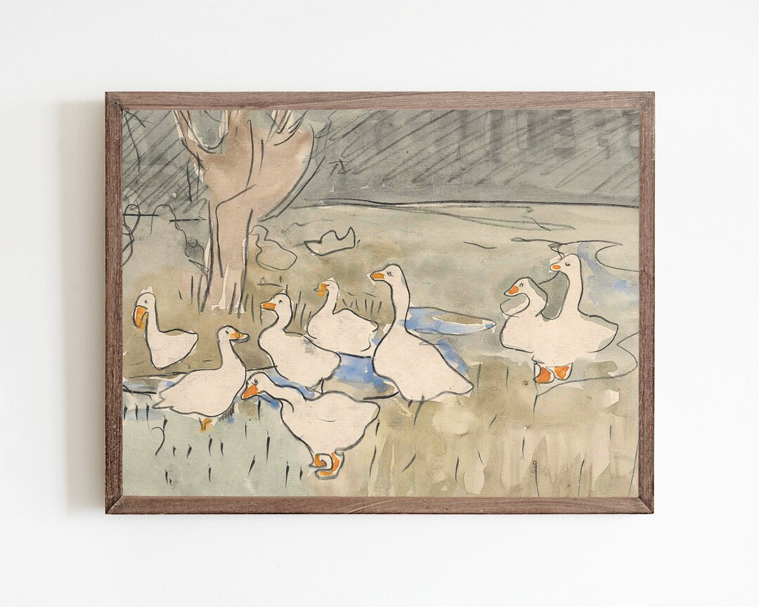 Vintage Geese Print Antique Spring Duck Painting Vintage - Etsy