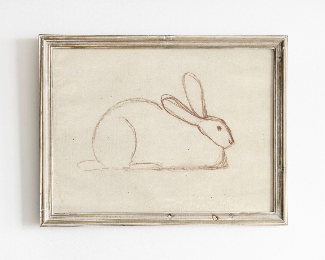 Vintage Rabbit Drawing Abstract Sketch Art Abstract One Line - Etsy