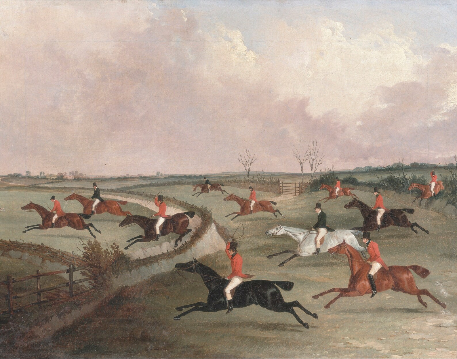 Vintage Horse Art Print Fox Hunt Landscape Scene Painting | Etsy