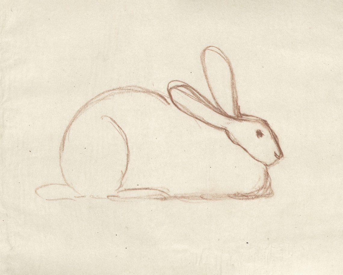 Vintage Rabbit Drawing Abstract Sketch Art Abstract One Line - Etsy