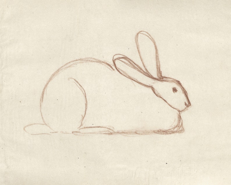 Vintage Rabbit Drawing Abstract Sketch Art Abstract One Line - Etsy