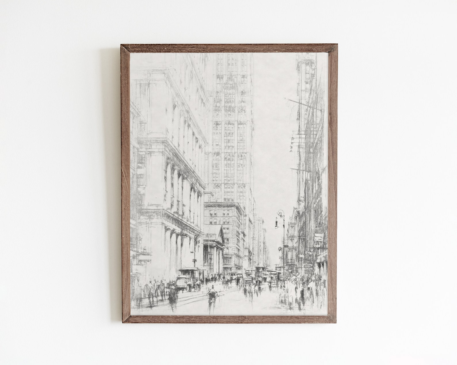 Vintage NYC Broadway Sketch Art Print: New York City Architecture ...
