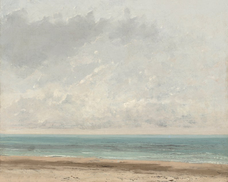 Vintage Beach Seascape Print: Antique Coastal Ocean Painting (digital ...