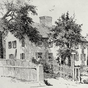 Vintage Ink Line Drawing, Cottage Print, Architecture Etching ...