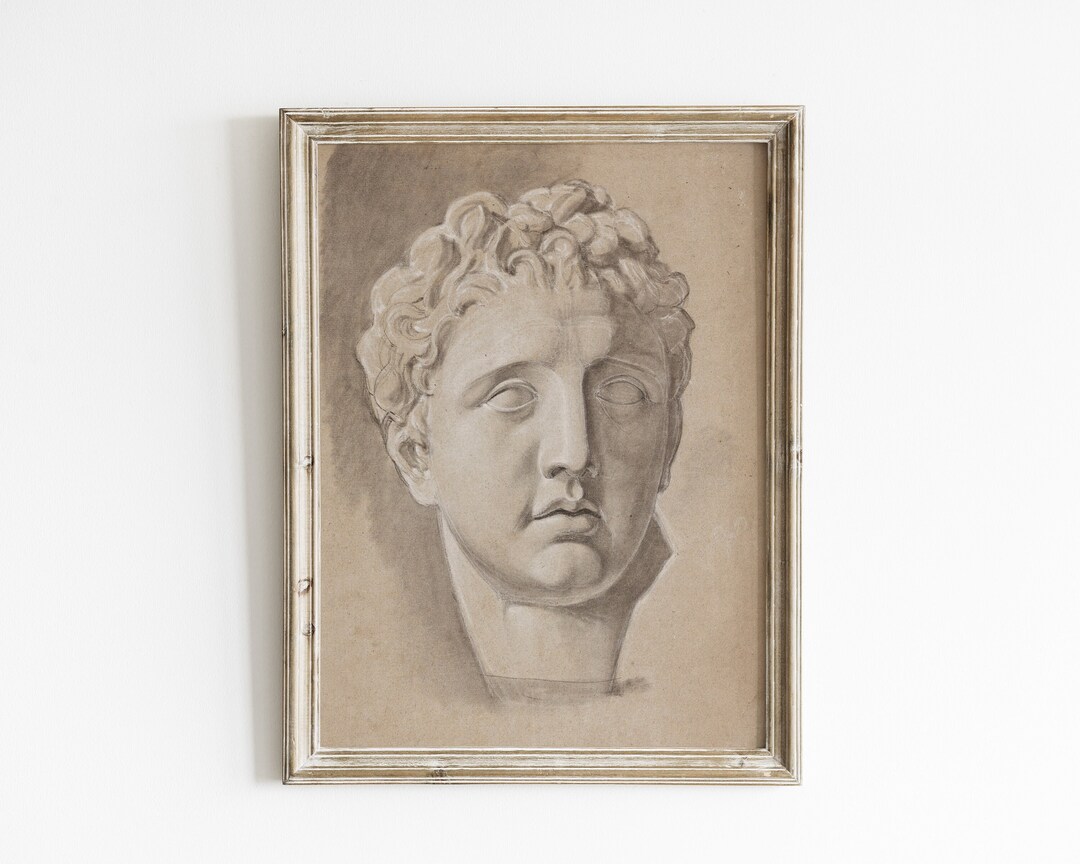 Buy Bust Sketch Drawing, Statue Wall Art, Vintage Man Sketch Art ...