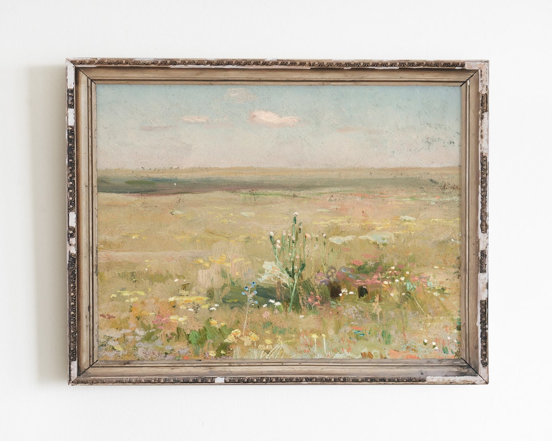 Vintage Desert Landscape Painting: French Country Wall Art (digital ...