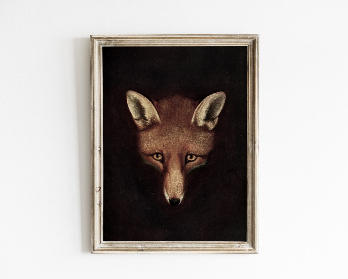 Fox Art Print Vintage Fox Painting Neutral Antique Wall Art - Etsy