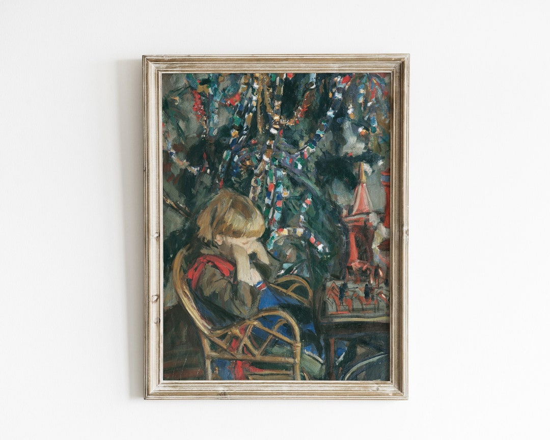 Vintage Christmas Art Print, Christmas Tree Print, Antique Holiday Art ...