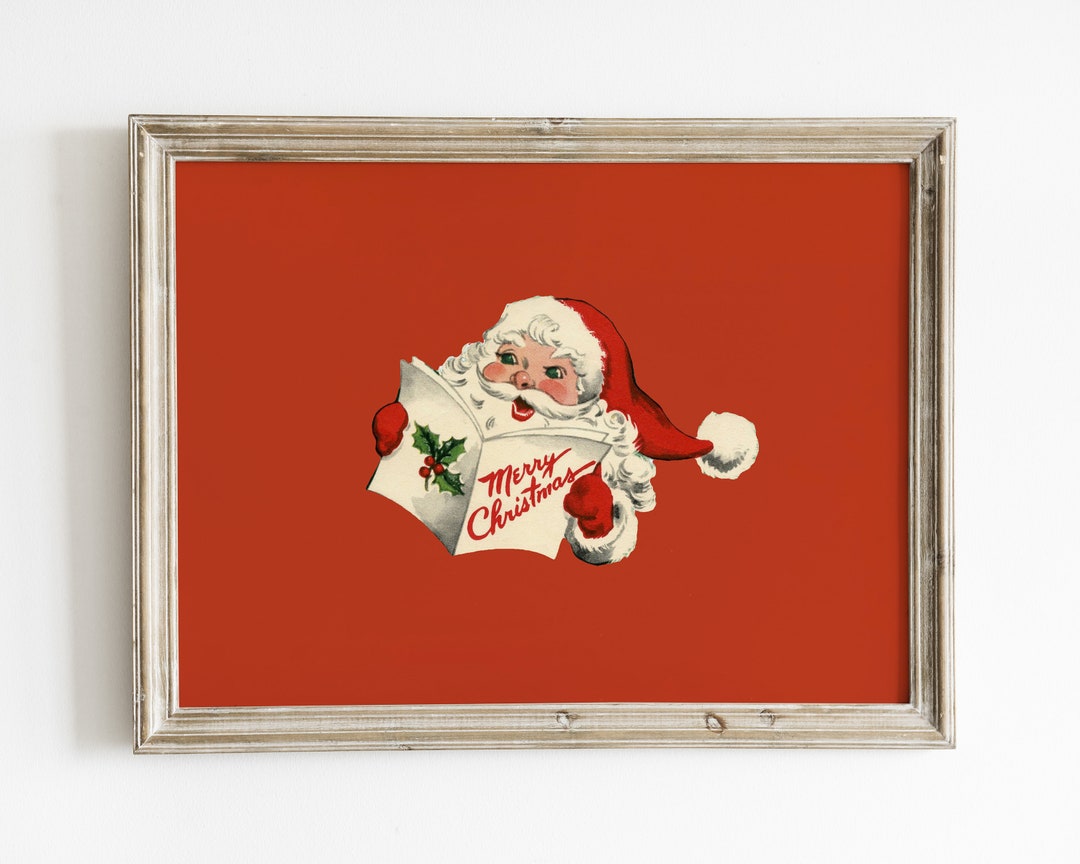 Vintage Santa Christmas Print, Retro Christmas Art, Santa Claus Print ...