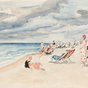 Boho Beach Print, Vintage Beach House Wall Art, Ocean Watercolor ...